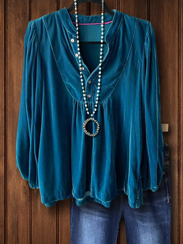 Women's top | Vintage Velvet Top In Blue |lovelinessboutique